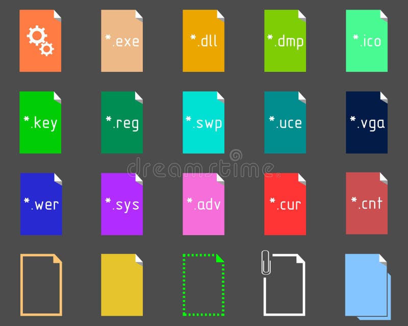 Set of System Extension Icons Stock Vector - Illustration of format ...