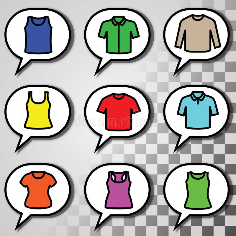 Set of T-shirts and Dress Icon Vector Stock Vector - Illustration of ...