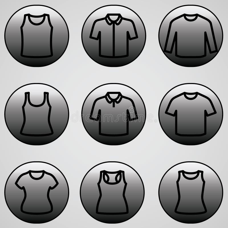Set of T-shirts and Dress Icon Vector Stock Vector - Illustration of ...