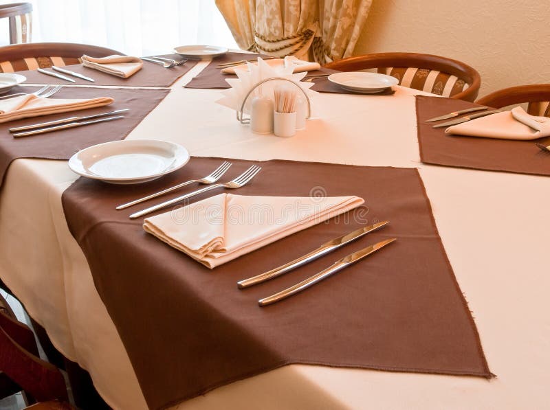 Set the Table in Beige and Brown Stock Image - Image of cloth, knife ...