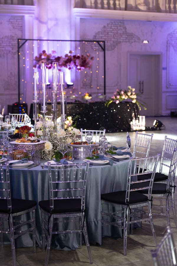 A Set Table for a Celebration in the Banquet Hall Stock Image - Image ...