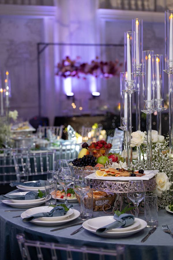 A Set Table for a Celebration in the Banquet Hall Stock Image - Image ...