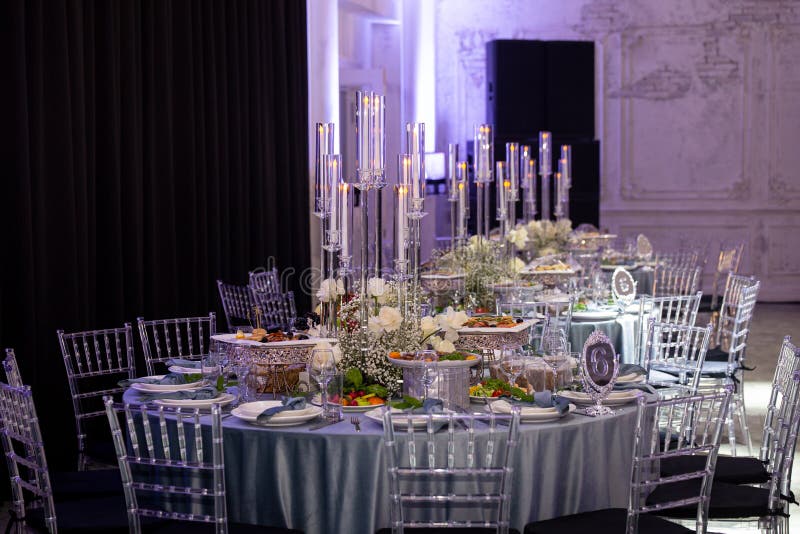 A Set Table for a Celebration in the Banquet Hall Stock Photo - Image ...