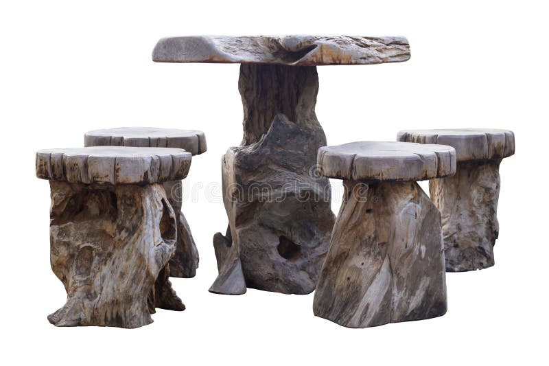 Set Table Chairs Made Log Isolated White Background Stock Photos - Free ...