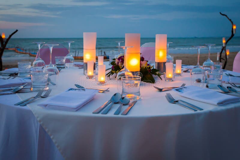 Table for Dinner on the Beach Stock Photo - Image of dish, breakfast ...