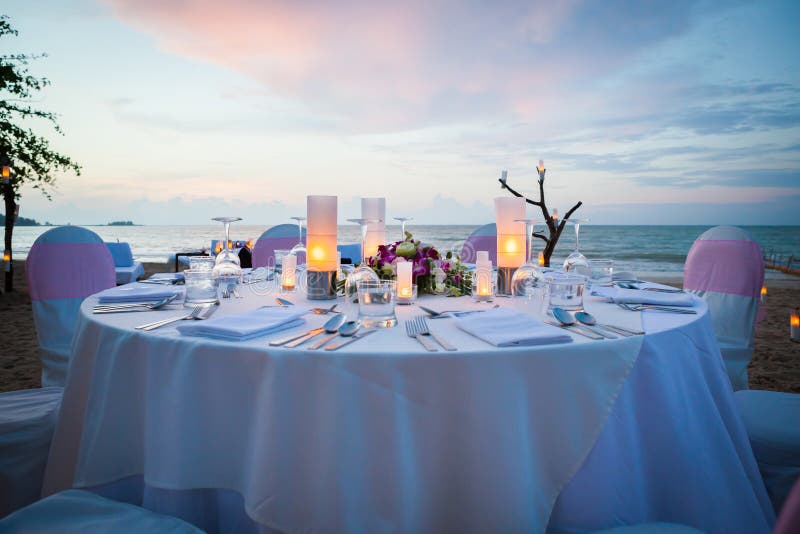 Set the Table for Dinner on the Beach Stock Photo - Image of relaxing ...