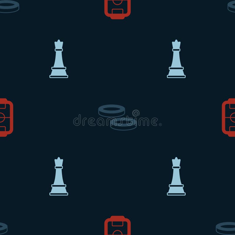 Set Table Football, Checker Game Chips and Chess on Seamless Pattern ...