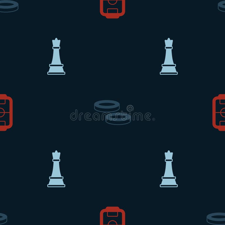 Set Table Football, Checker Game Chips and Chess on Seamless Pattern ...