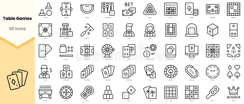 Set of Table Games Icons. Simple Line Art Style Icons Pack Stock Vector ...