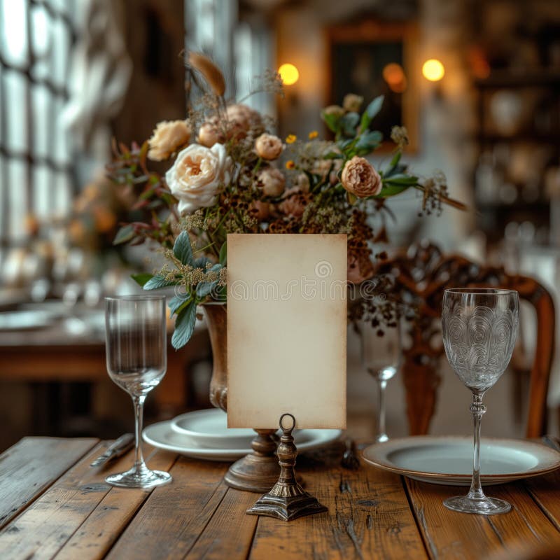 Set table with guest card stock illustration. Illustration of luxury ...