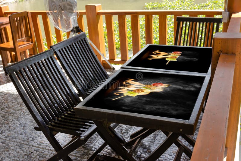 Set Table with Image Barbecue on the Grill Stock Photo - Image of ...