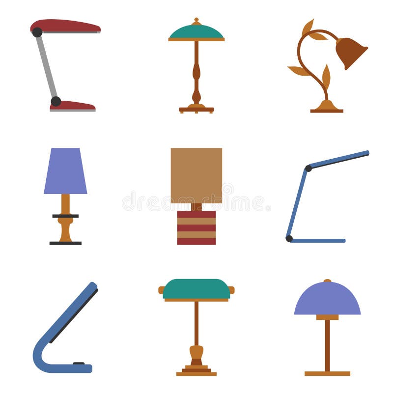 Set of table lamp icon. stock vector. Illustration of decor - 94477051