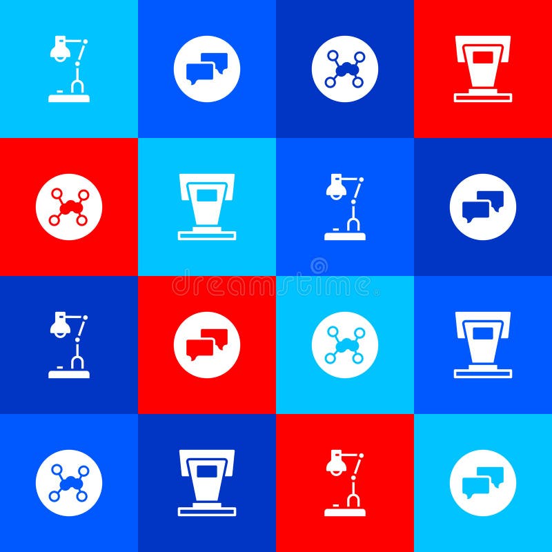 Set Table Lamp, Speech Bubble Chat, Chemical Formula and Stage Stand ...