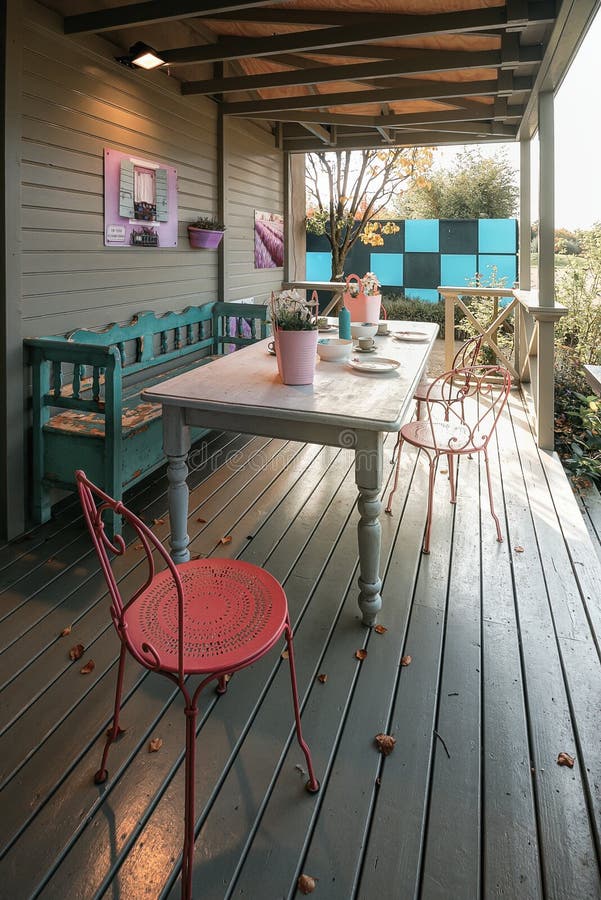 Set Table on the Porch of a Gazebo Editorial Stock Photo - Image of ...