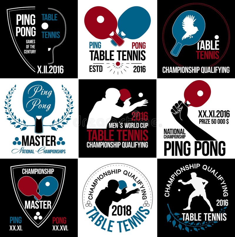 Set of Table Tennis Logos, Labels and Badges. Stock Vector ...