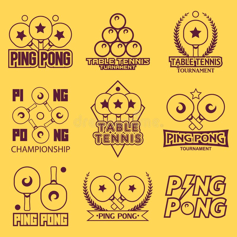 Set of Table Tennis Ping Pong Labels, Logos, Badges and Design Elements ...