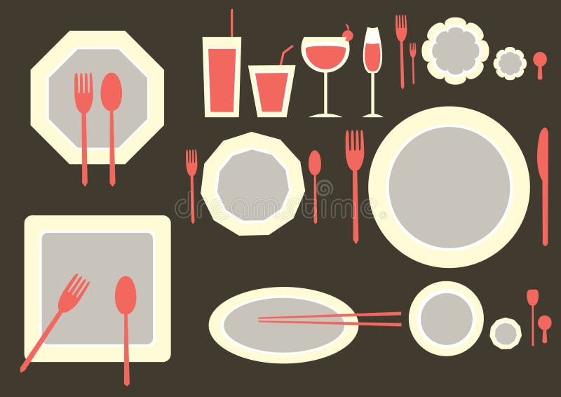 Set of Table Ware on Green Backgrounds,food Backgrounds Stock ...