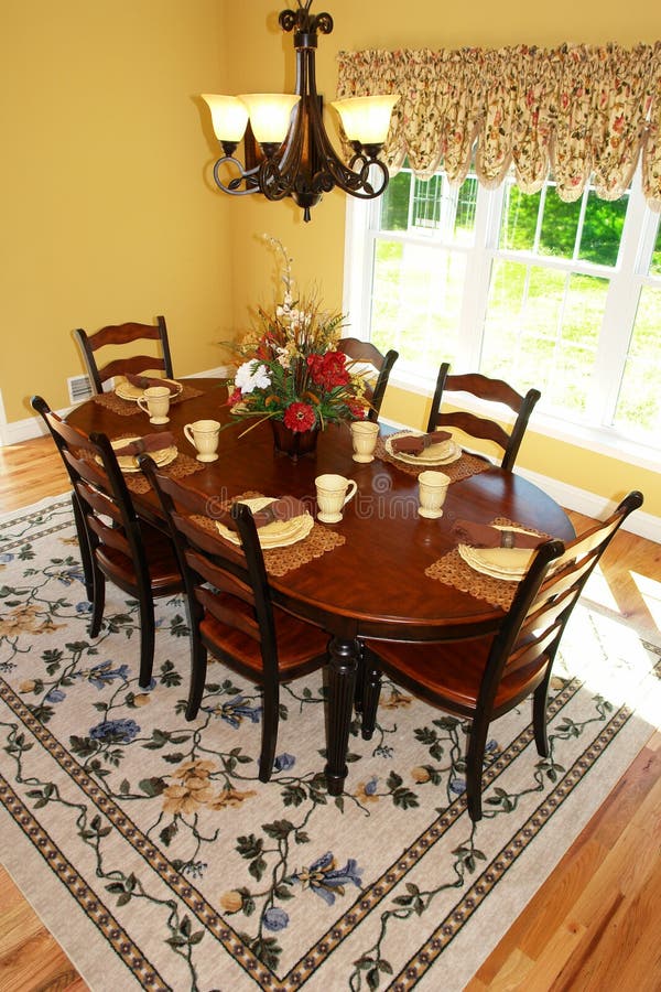 Set Table with Window Scenery Stock Image - Image of decor, curtains ...