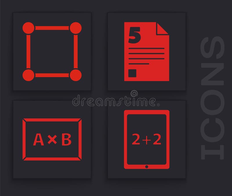 Set Tablet with Calculator, Geometric Figure Square, Test or Exam Sheet ... Set Tablet with Calculator, Geometric Figure Square, Test or Exam Sheet ...