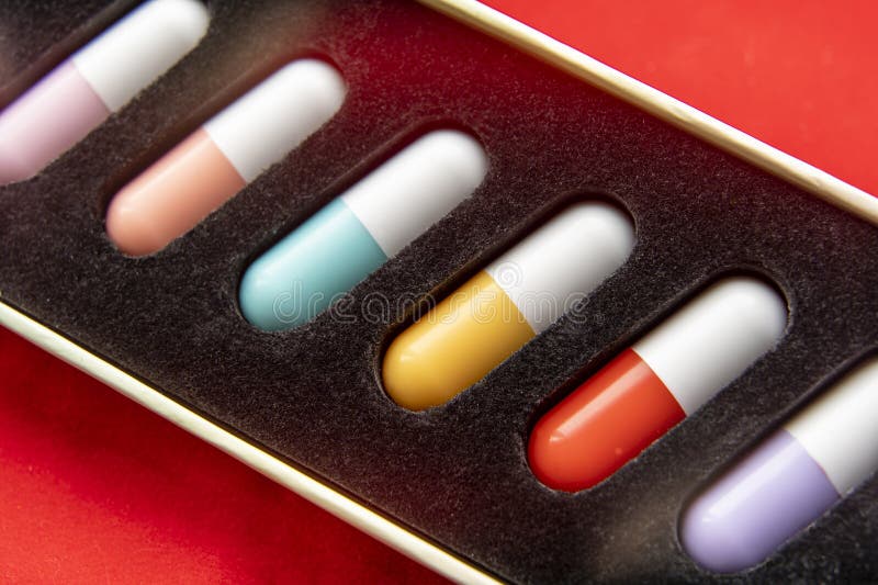 A Set of Tablets, Vitamins in Capsules Lying in a Special Box Stock ...