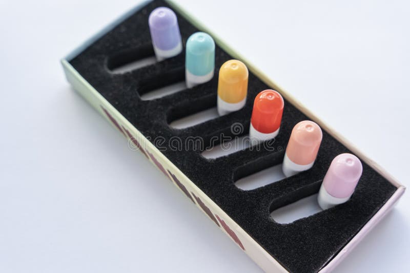 A Set of Tablets, Vitamins in Capsules Lying in a Special Box Stock ...