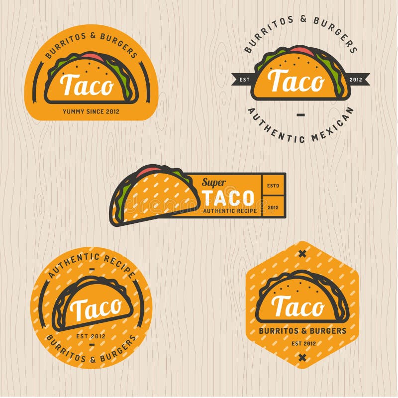 Set of Taco Logo, Badges, Banners, Emblem for Restaurant. Stock Vector ...