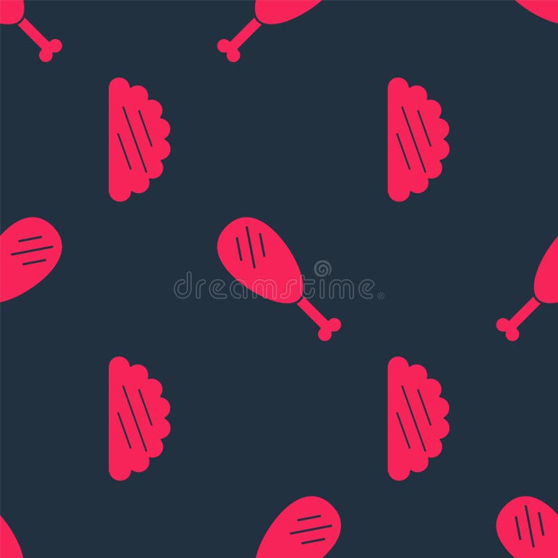 Set Taco with Tortilla and Chicken Leg on Seamless Pattern. Vector ...