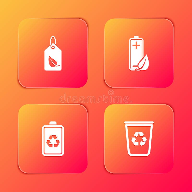 Set Tag with Leaf, Eco Nature and Battery, Battery Recycle and Recycle ... Set Tag with Leaf, Eco Nature and Battery, Battery Recycle and Recycle ...