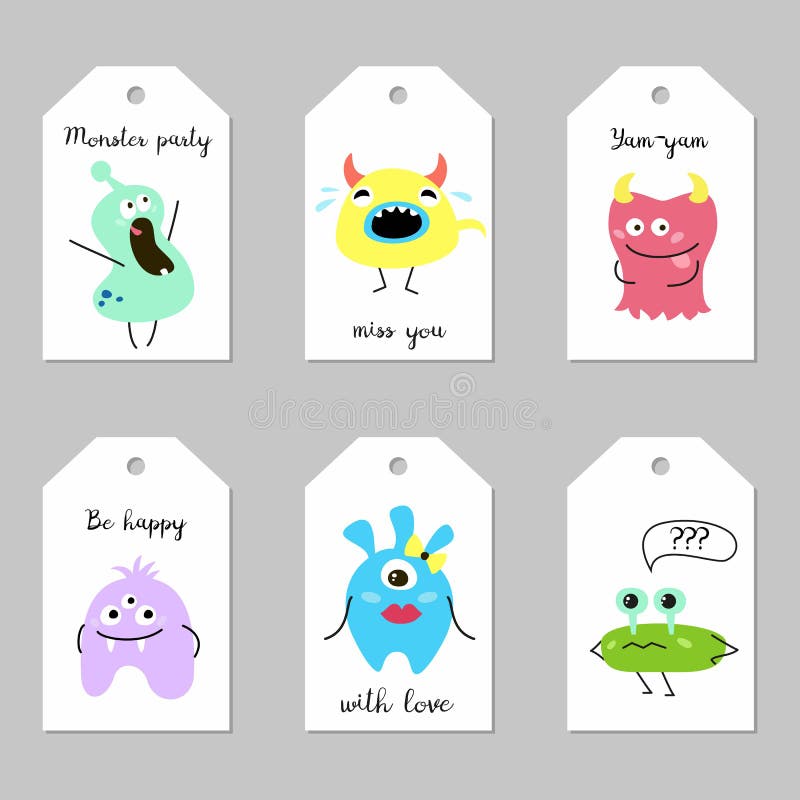 Set of Cartoon Monsters on White Background. Stock Vector ...