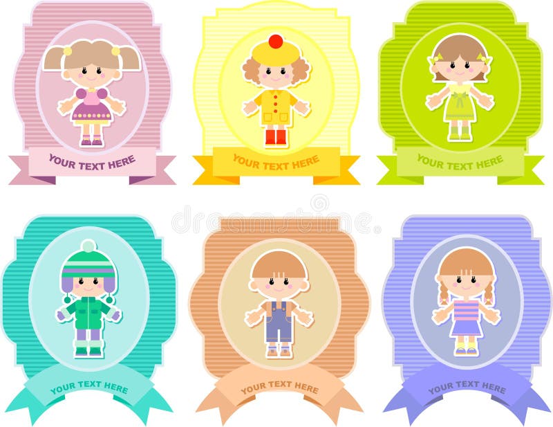 Set of tags with children stock vector. Illustration of badge - 28681681
