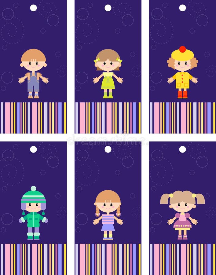 Set of tags with children stock vector. Illustration of graphic - 28681780