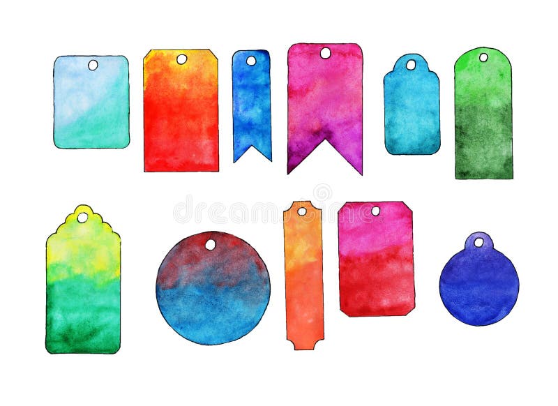 Set of Tags of Different Colors Gradients Stock Illustration ...