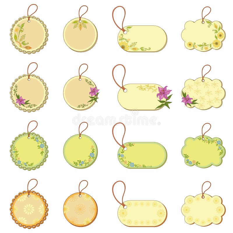 Set Tags with Floral Pattern Stock Vector - Illustration of floral ...