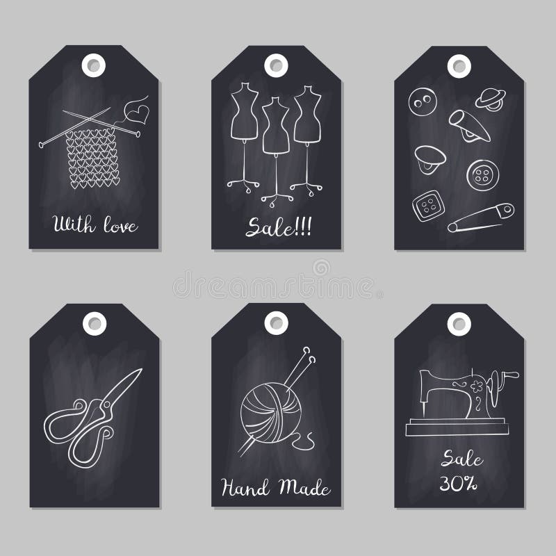 Set of Tags with Handmade Icons. Stock Vector - Illustration of ...