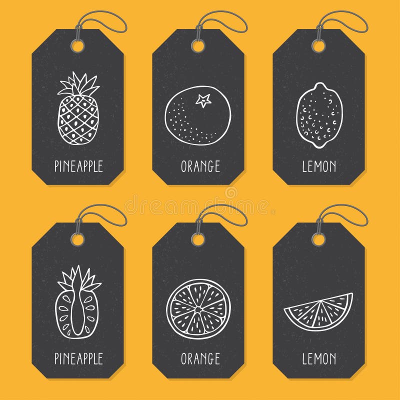Set of Tags or Label Templates with Hand Drawn Fruit Stock Vector ...