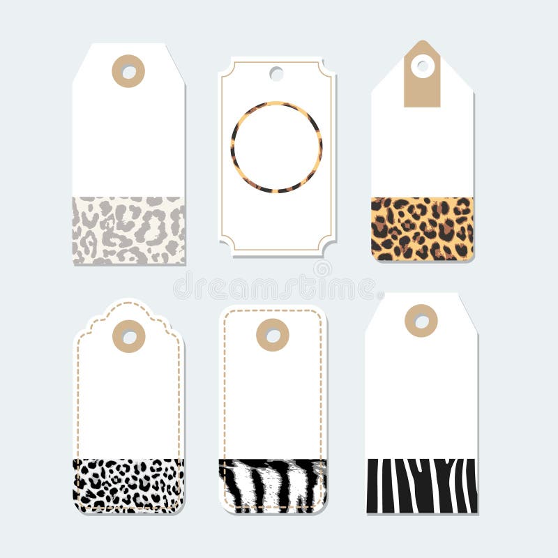 Set of Tags, Labels with Trendy Animals Skin Patterns, Stock ...