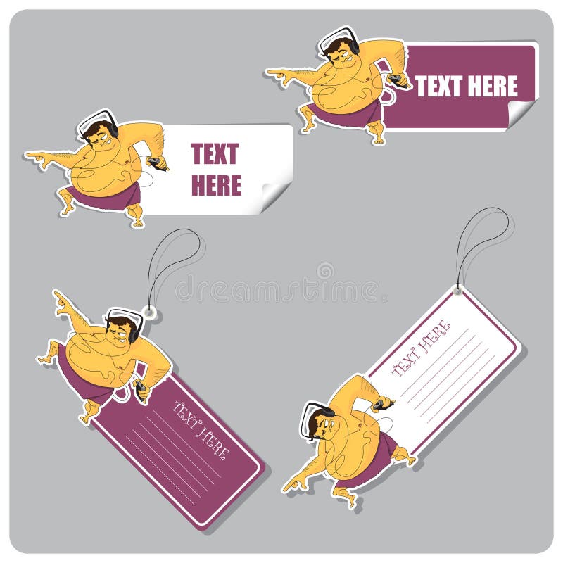 Set of Tags and Stickers with Dancing Man. Stock Illustration ...