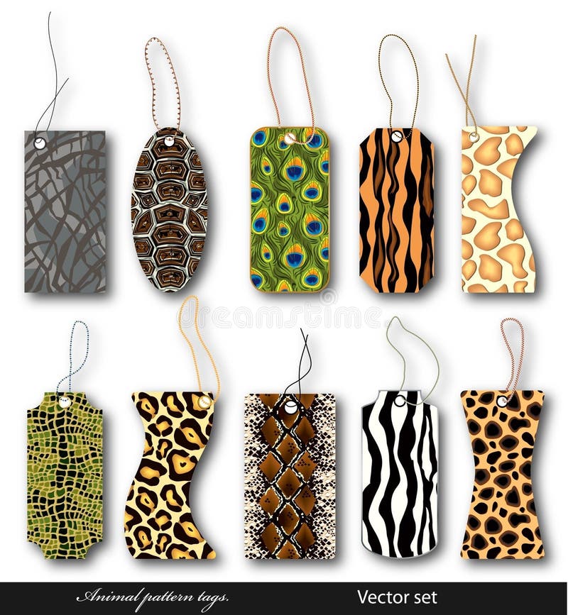 Set of Tags with a Structure Animals. Vector Stock Vector ...