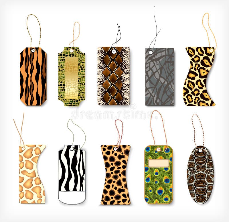 Set of Tags with a Structure Animals. Vector Stock Vector ...