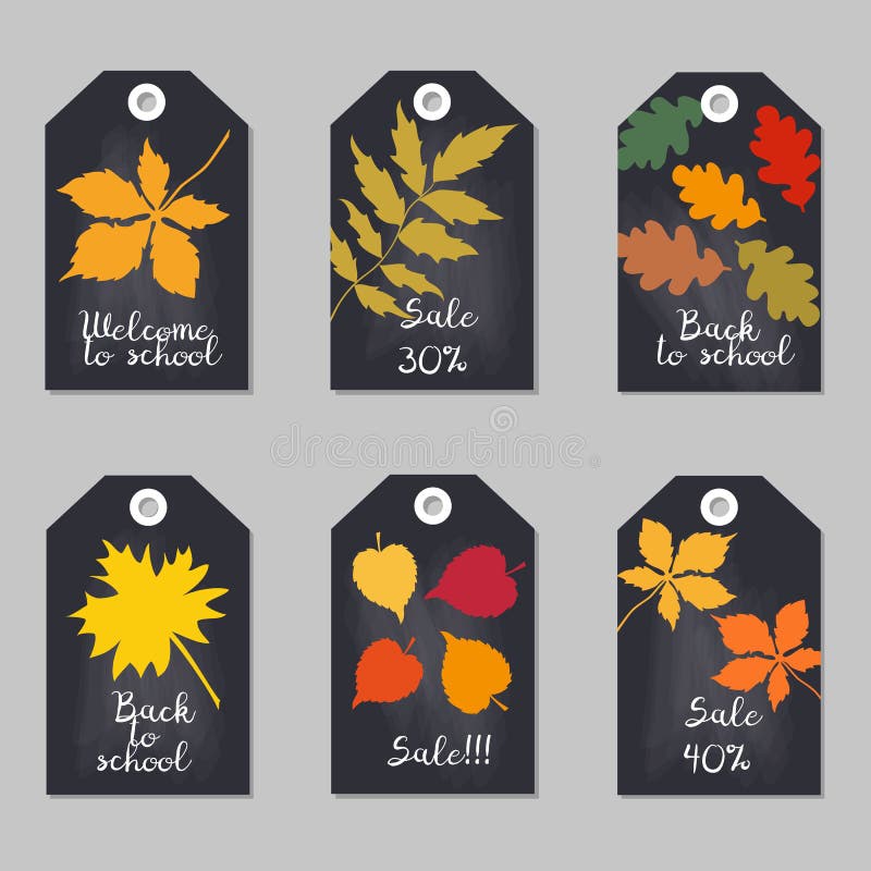 Set of Tags with Tree Leaves. Stock Vector - Illustration of invitation ...