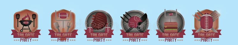 Set of Tailgate Logo Cartoon Icon Design Template with Various Models ...
