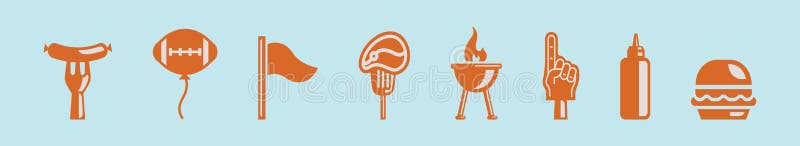 Set of Tailgate Party Cartoon Icon Design Template with Various Models ...