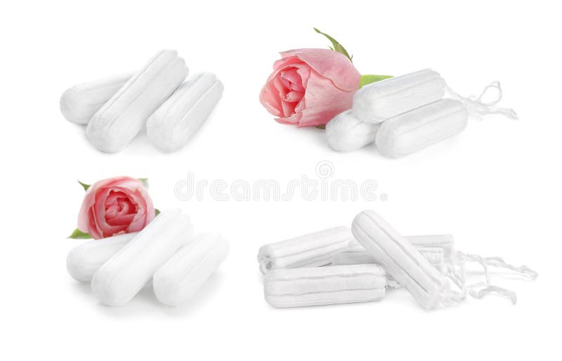 Set with Tampons on White Background Stock Photo - Image of medical ...