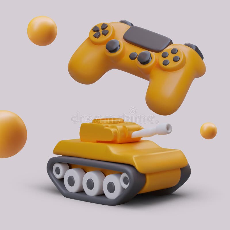 Set of Tank and Game Console in Realistic 3d Style Stock Vector ...