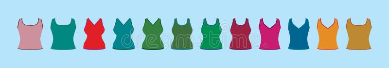 Set of Tank Top Cartoon Icon Design Template with Various Models ...