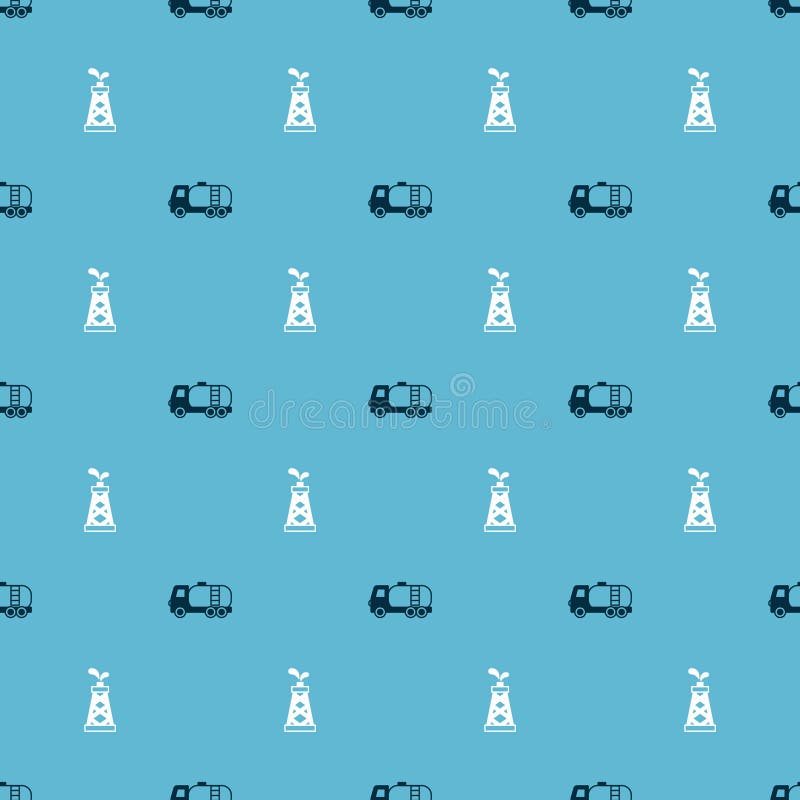 Set Tanker Truck and Oil Rig on Seamless Pattern. Vector Stock Vector ...