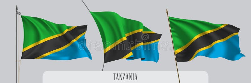 Set of Tanzania Waving Flag on Isolated Background Vector Illustration ... Set of Tanzania Waving Flag on Isolated Background Vector Illustration ...