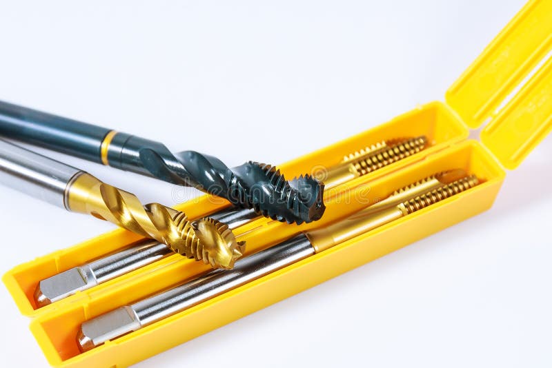 Set of Tap for Threading in Metal. Tool for Metal Processing Stock ...