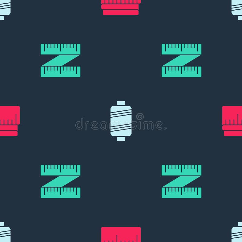 Set Tape Measure, Sewing Thread and on Seamless Pattern. Vector Stock ...
