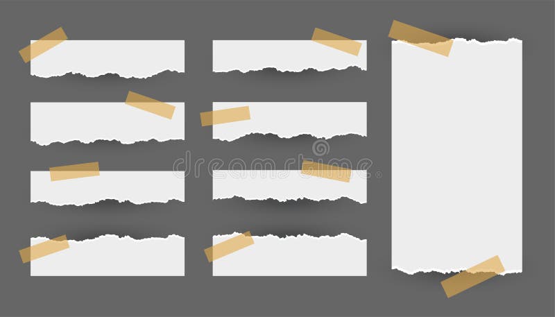Set of Tape Torn Ripped Paper Sheets Stock Vector - Illustration of ...
